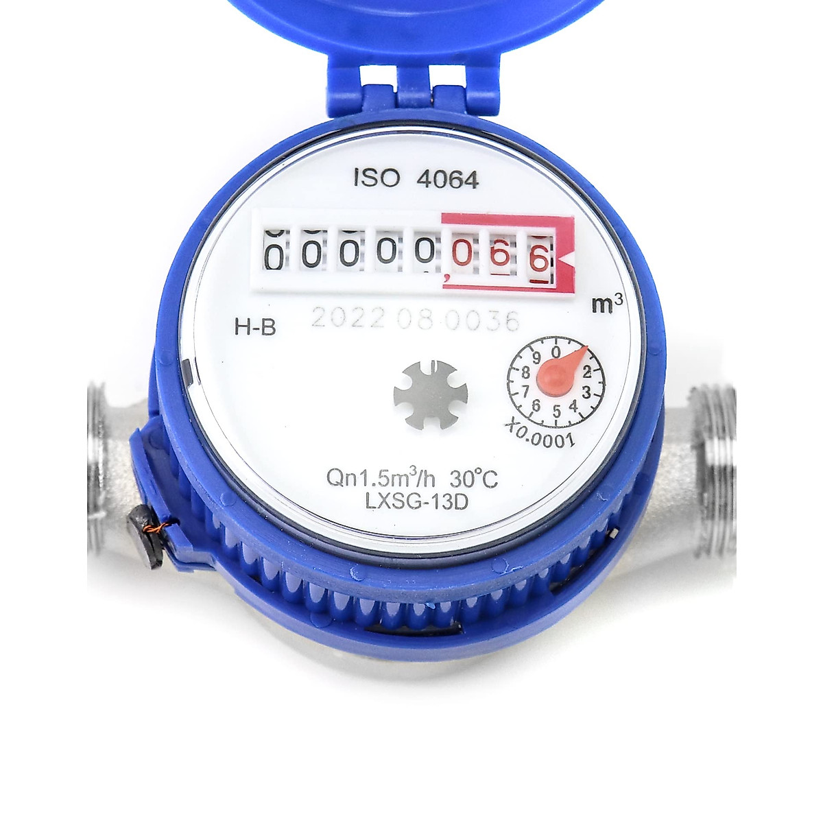 QWORK Water Meter, 1/2" NPT 304 Stainless Steel Cold Water Flow Meter with Pulse Output, for Garden and Home Use, Includes 2 pcs 1/2"NPT Thread Adapter