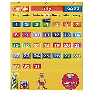 Excellerations Classroom Preschool Calendar Pocket Chart, 34 x 42.5 inches, Kids Calendar, School Calendar, Circle Time Learning, Kids Toys, Educational Toy (Item # CALSET)