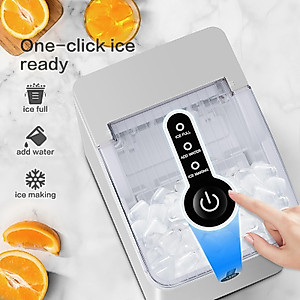 ZAFRO Ice Maker Countertop, Portable Ice Maker with Self-Cleaning, 26Lbs/24Hrs, 9 Cubes Ready in 8 Mins, One-Click Operation, Compact Ice Maker with Ice Scoop/Basket for Home/Kitchen/Office, Silver