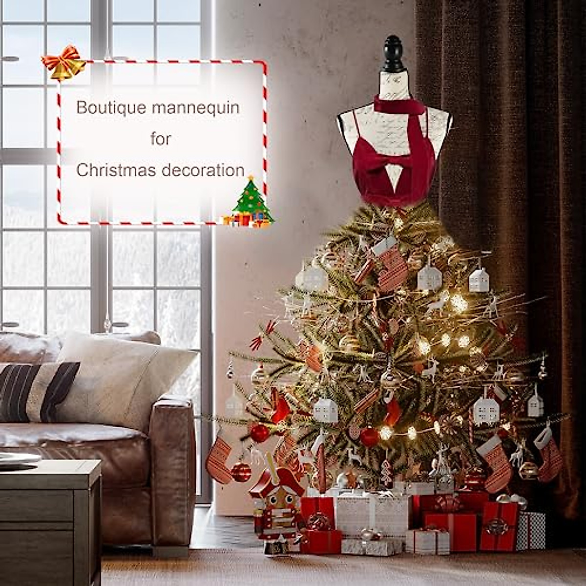 HOMBOUR Female Mannequin Body, Sewing Mannequin Torso Dress Form, Height Adjustable 52-67 inch Mannequin with Stand for Dressmaker Jewelry Display, Ivory