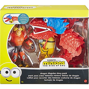 Mattel Minions Story Pack with 2 Action Figures & Accessories, Double Dragon Toy Set with Bob, Svengeance & Dragon with Working Head