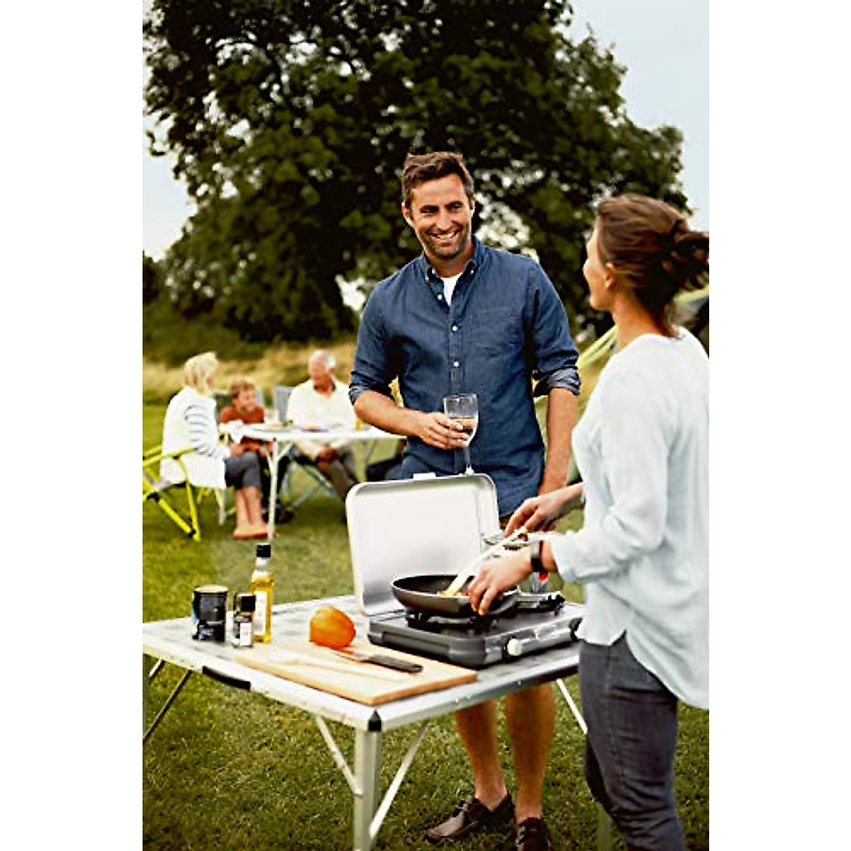 Campingaz, Portable Two Burner Gas Cooker, Outdoor Grill, White