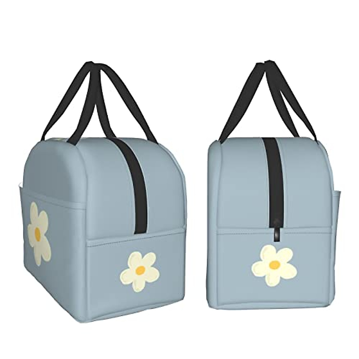 Ucsaxue Insulated Lunch Bag Women Men, Reusable Tote Lunch Box, Leakproof Cooler Lunch Bags for Work Office Travel Picnic, Cute White Flower Daisy