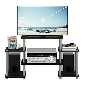 Furinno Turn-N-Tube No Tools Entertainment TV Stands, Black/Grey