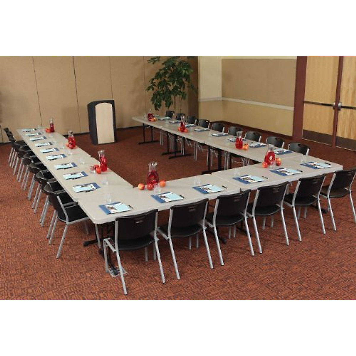 Lifetime 42830 Stacking Chair, Black with Silver Steel Frame, 4 Pack