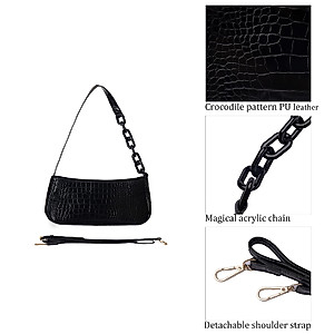 Scioltoo Clutch Purses Shoulder Bag for Women Trendy Super Cute Tote Shoulder Bags With zipper Closure Women's Classic Evening Bag Black + shoulder strap