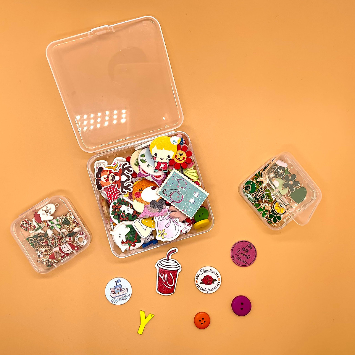 Oarolloy 16 Pieces Small Plastic Containers with Lids 4 Mixed Sizes Clear Empty Storage Boxes for Small Items, Craft Projects