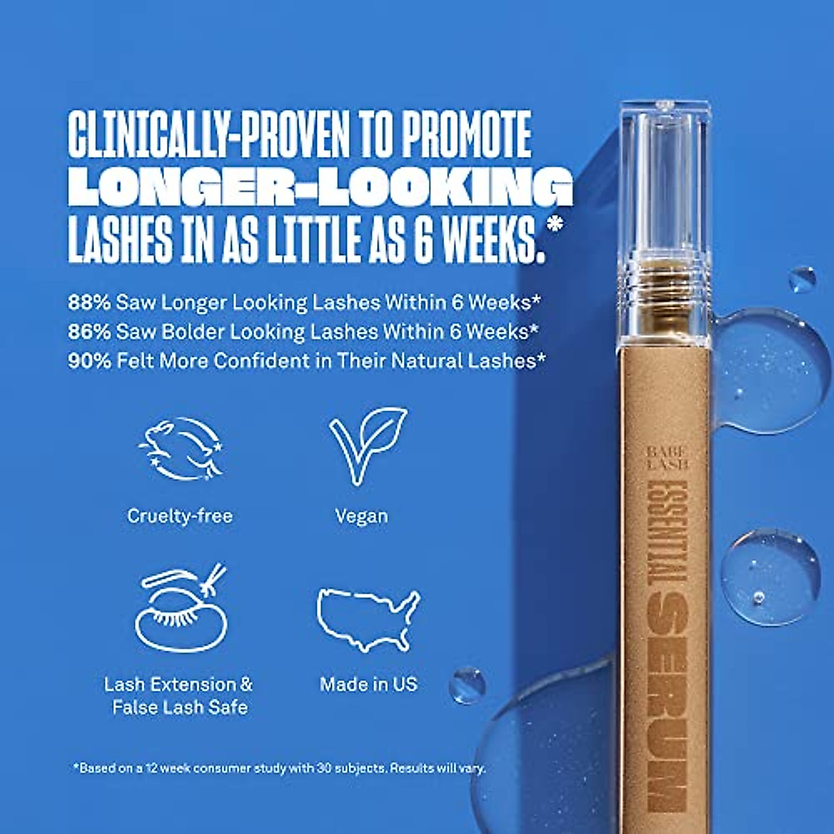 BABE ORIGINAL Lash Essential Lash Serum - Fuller & Longer Looking Eyelashes, Lash Enhancing Serum, for Natural Lashes and Lash Extensions, 2mL, 3-month Supply