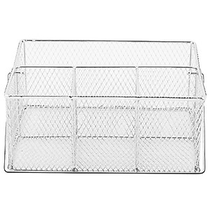 G.E.T. Enterprises Stainless Steel 9.375" x 6.875 Mesh Wire Flatware Basket, 4.5" Deep Iron Chrome Plated Condiments Collection WB-700 (Pack of 1)