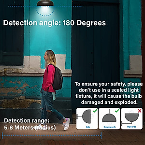 Aluxcia E26 PIR Motion Sensor LED Bulb, E26 Medium Base Motion Detector Light Dusk to Dawn Auto On/Off LED Night Light for Yard, Stairs, Garden, Carport and Storge Room Daylight 6000K, 2-Pack