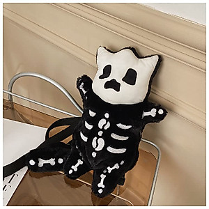 Bestmaple Skeleton Backpacks for Girls Cute Skull Plush Shoulder Bag Cute Demon Animal Halloween