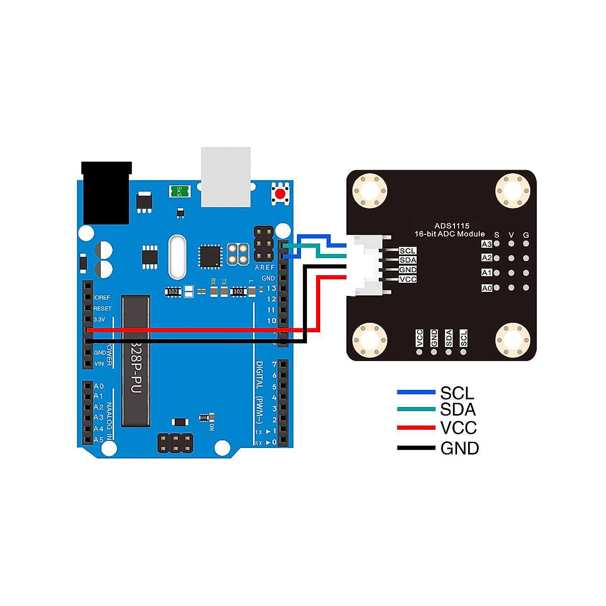 CQRobot Ocean: ADS1115 16-Bit Sensor Analog Signal and Digital Signal Acquisition or Conversion ADC Module. 3.3V to 5V, I2C Interface, Compatible with Arduino, Raspberry Pi and Other Motherboards.