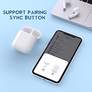 Wireless Charging Case for Airpod 1/2, Charger Case Replacement with Sync Button and Built-in 450 mAH Battery, No Earbuds Include (White)