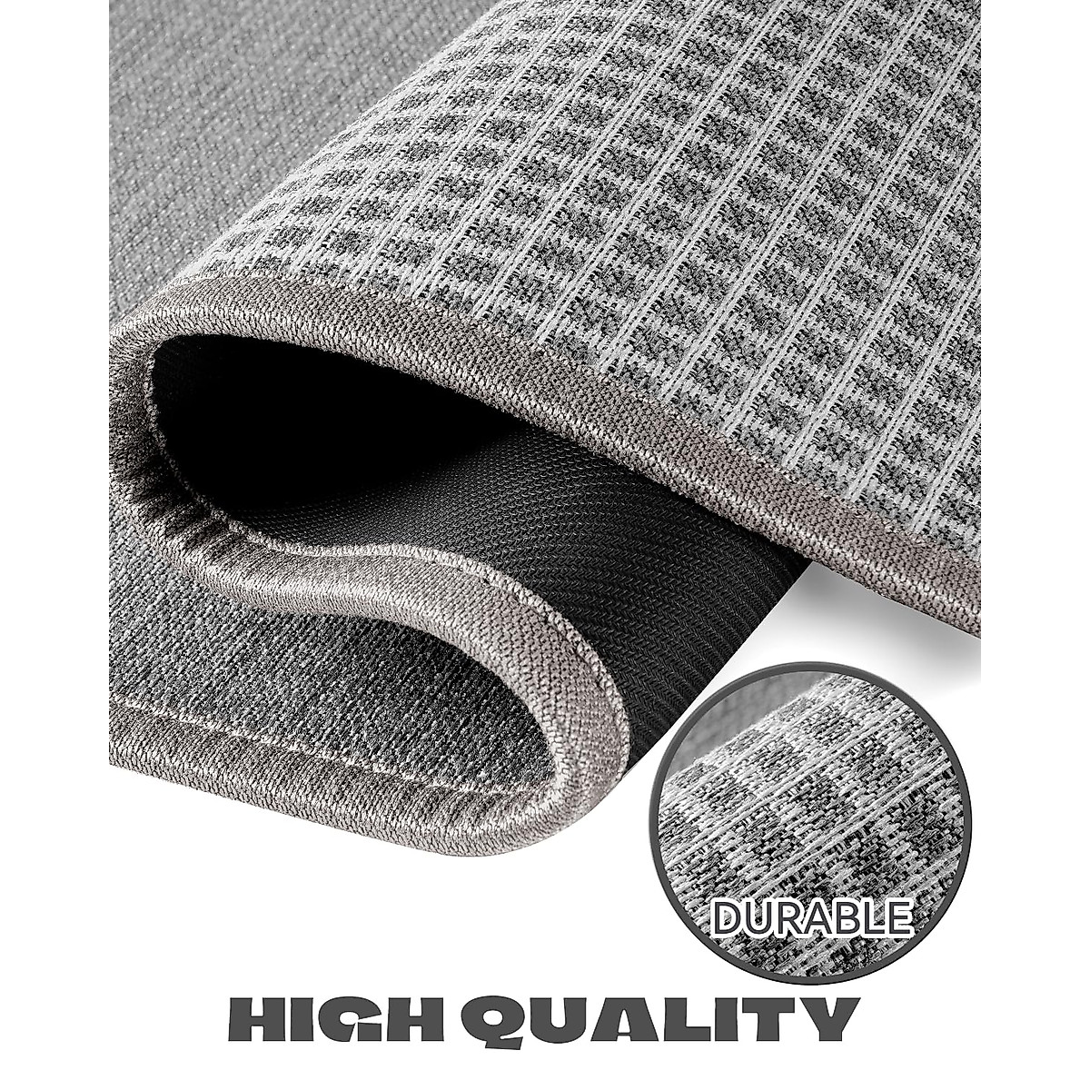 Hargiis Kitchen Mat 2PCS, Rubber Non-Skid Kitchen Rugs Washable, Absorbent Runner Mat for Floor, Machine Washable Mats for in Front of Sink, Door, Laundry, Entrance, Home (Grey, 47"×17"+32"×17")