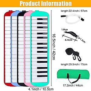 Melodica 32 Key Pianica Portable with Carrying Bag Short and Long Mouthpieces for Beginners Kids Gift