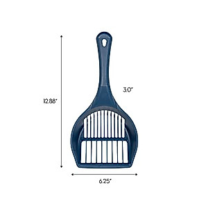 IRIS USA Jumbo Plastic Cat Litter Scoop, 2 Pack, Sturdy Easy to Use Kitty Litter Scoop with Small and Large Slots for Clay Pine Tofu Paper Various Cat Litter Types, Navy