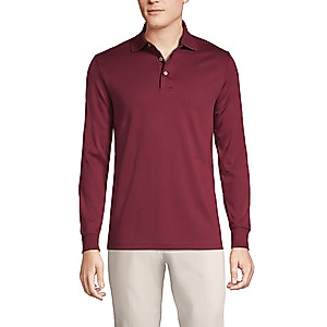 Lands' End Mens Long Sleeve Supima Polo Rich Burgundy Regular Large