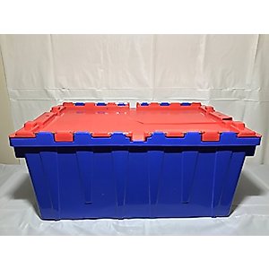 Plastic Storage Bin with Attached flip top lids 22" x 15" x 9" deep.