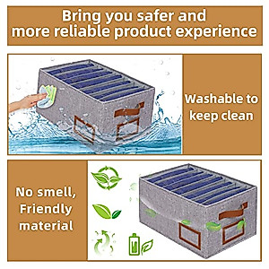 OUTBROS Foldable Wardrobe Clothes Organizer, 15.7"x11.8"x7.9" Fabric Drawer Organizer, 7 Grids Closet Organizers and Storage Box Storage Bins, for Clothes, Jeans, Sweater, T-shirts (3 Pack, Gray)