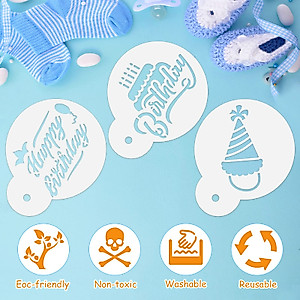 20 Pieces Cake Stencil Templates Decoration Cookie Stencil for Birthday Cookies Baking Stencil Painting Templates Reusable Stencil Painting Mold Tools, Dessert, Coffee Decorating Mold(Cake Style)