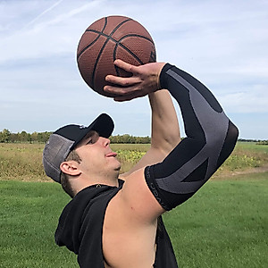 Enhanced Graduated Compression Arm Sleeve For Men Women - Basketball, Baseball, Football, Sports - Medical Sleeve, Tennis Elbow Pain, Bicep Compression, Recovery, Circulation, Lymphedema Sleeve