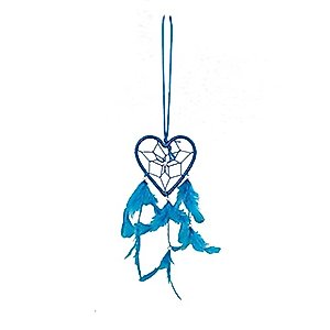 FIKIMOS Dream Catchers Wall Decor, Handmade Feather Bedroom Home Car Decor Nursery Room Hanging Decoration (3" Blue Heart)