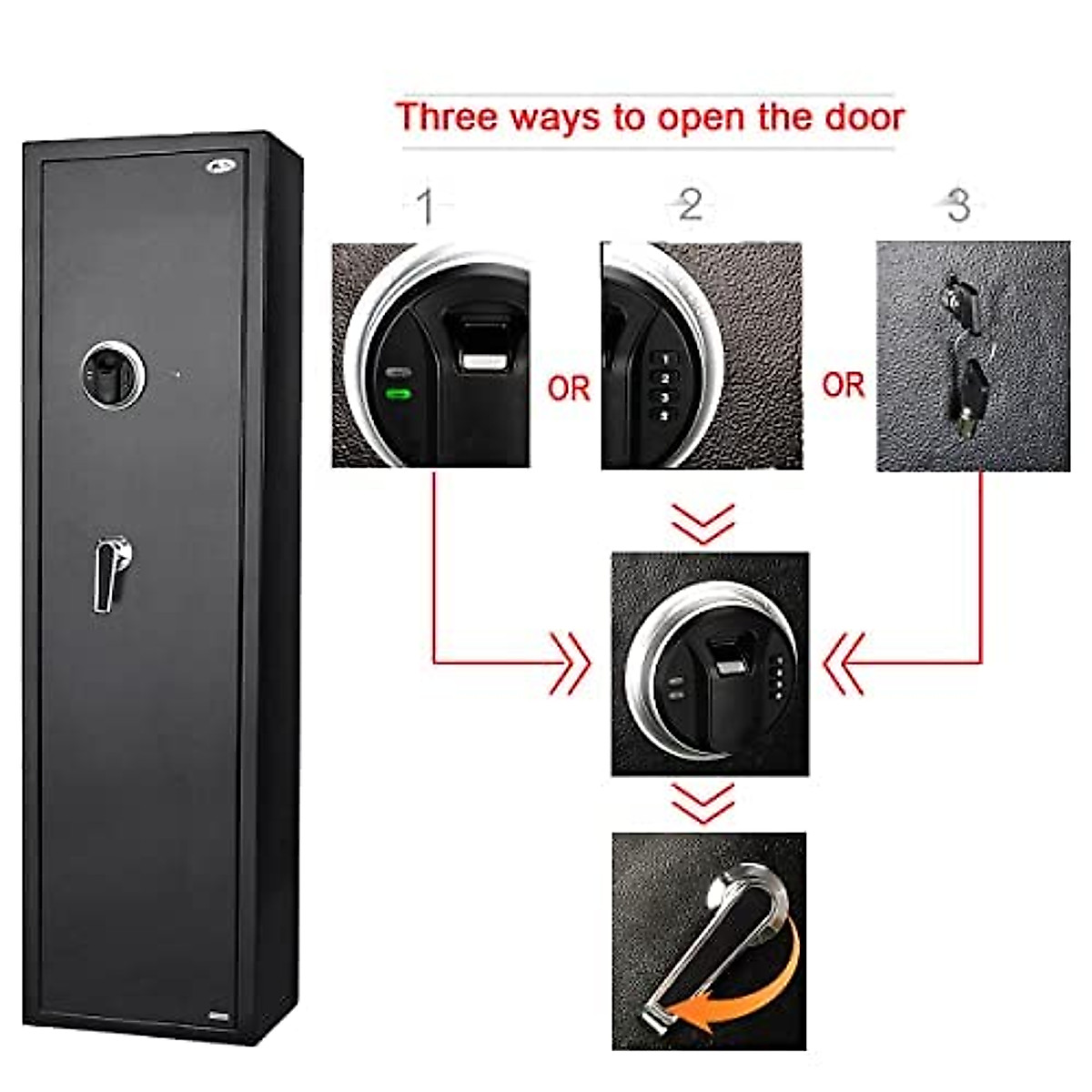 Biometric Fingerprint Gun Safe for Rifle, Upgraded Quick Access Large Rifle Gun Security Cabinet for 5-6 Rifle Shotgun Firearms with/without Scopes with Pistol Lock Box