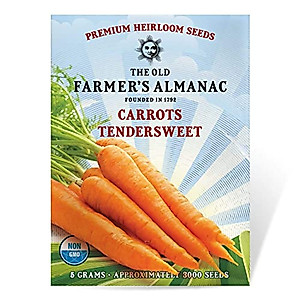 The Old Farmer's Almanac Heirloom Carrot Seeds (Tendersweet) - Approx 2600 Seeds - Non-GMO, Open Pollinated