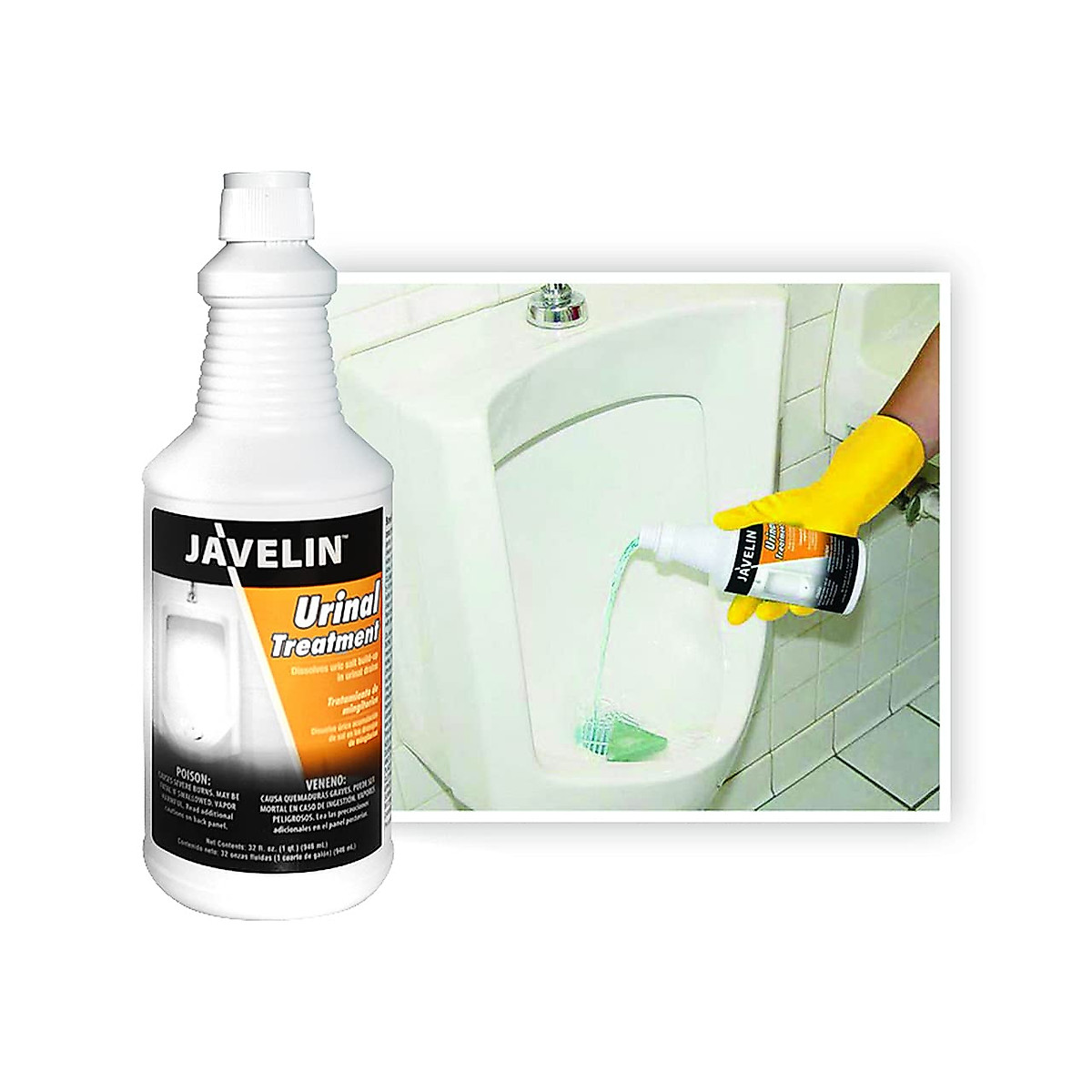 Javelin Urinal Treatment | Dissolves Uric Salt Build Up in Drains, Opens Fully Clogged Urinals | 32 Fl. Oz.