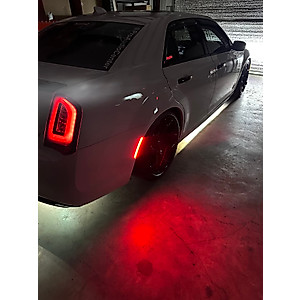 iJDMTOY 4pc Set Black-Out Dark Smoked Lens Amber Front & Red Rear Full LED Side Marker Lights Compatible With 2015-up Chrysler 300 (Total 180-SMD LED, Replace OEM Amber/Red Lens Sidemarkers)