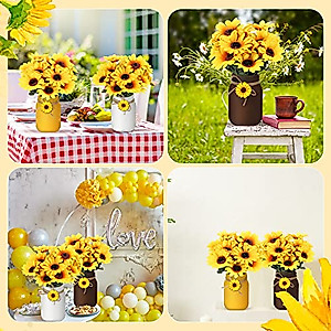 13 Pcs Mason Jar Table Centerpiece Faux Sunflower and Lemon Kitchen Decor and Accessories and Beaded Garland Spring Summer Farmhouse Decoration for Home Kitchen Tiered Tray Decor (Sunflower Style)