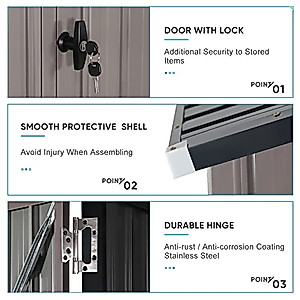 Verano Garden 8'x6' Outdoor Storage Shed, Galvanized Metal Steel Garden Shed,Double Door W/Lock, Bike Storage for Backyard, Patio, Lawn