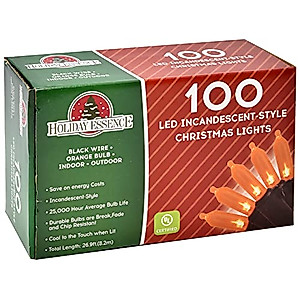 Orange LED Halloween String Lights 100 Outdoor Indoor Mini Christmas Tree Lights Set 26.9 Ft Black Wire Halloween Harvest Fall Lighting Holiday Décor Decorations