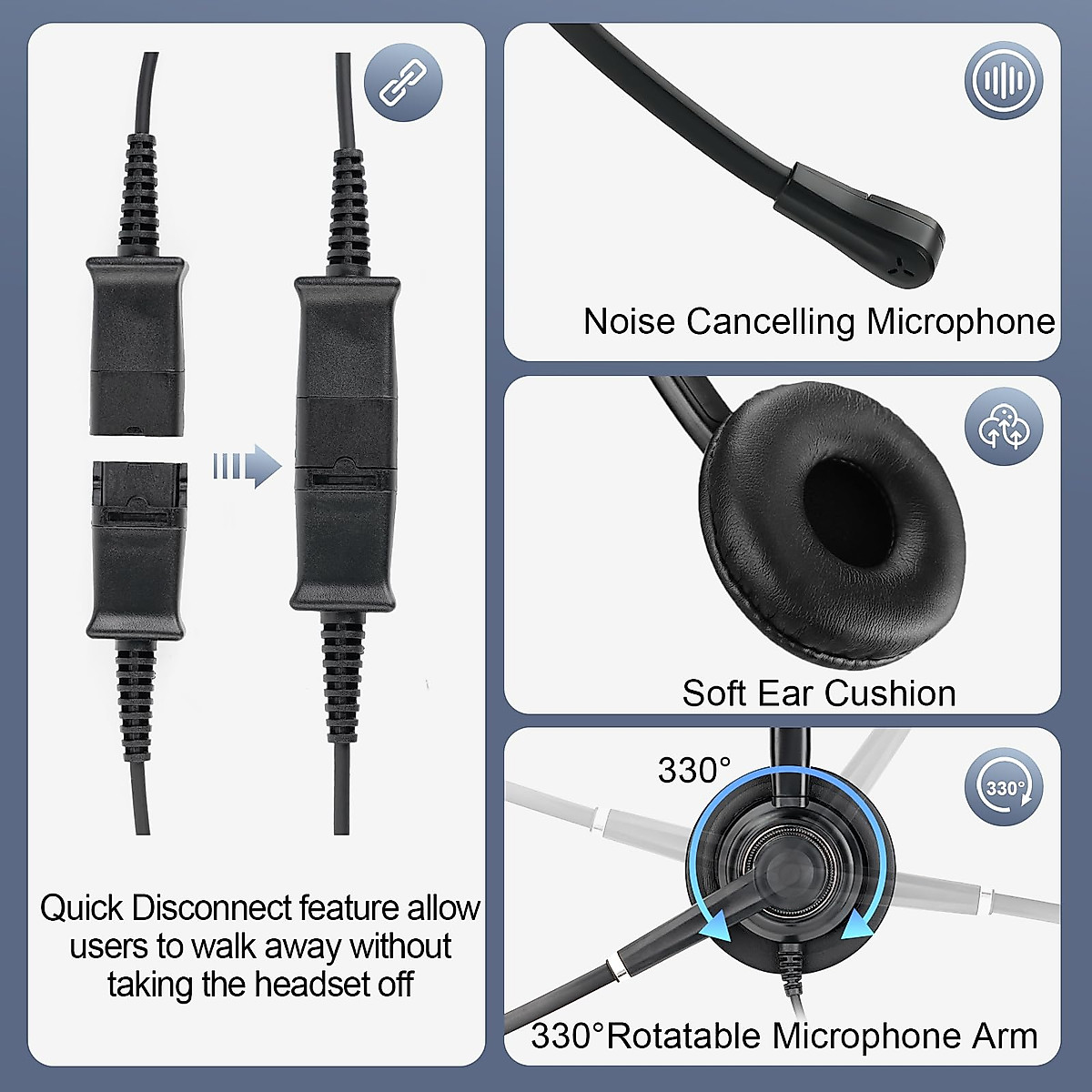 Phone Headset with RJ9 Jack for Office Phones Dual Ear Call Center Telephone Headset with Microphone Noise Canceling Working from Home Headset for Avaya 1408 Aastra 6753i Fanvil Polycom Gigaset 3Com