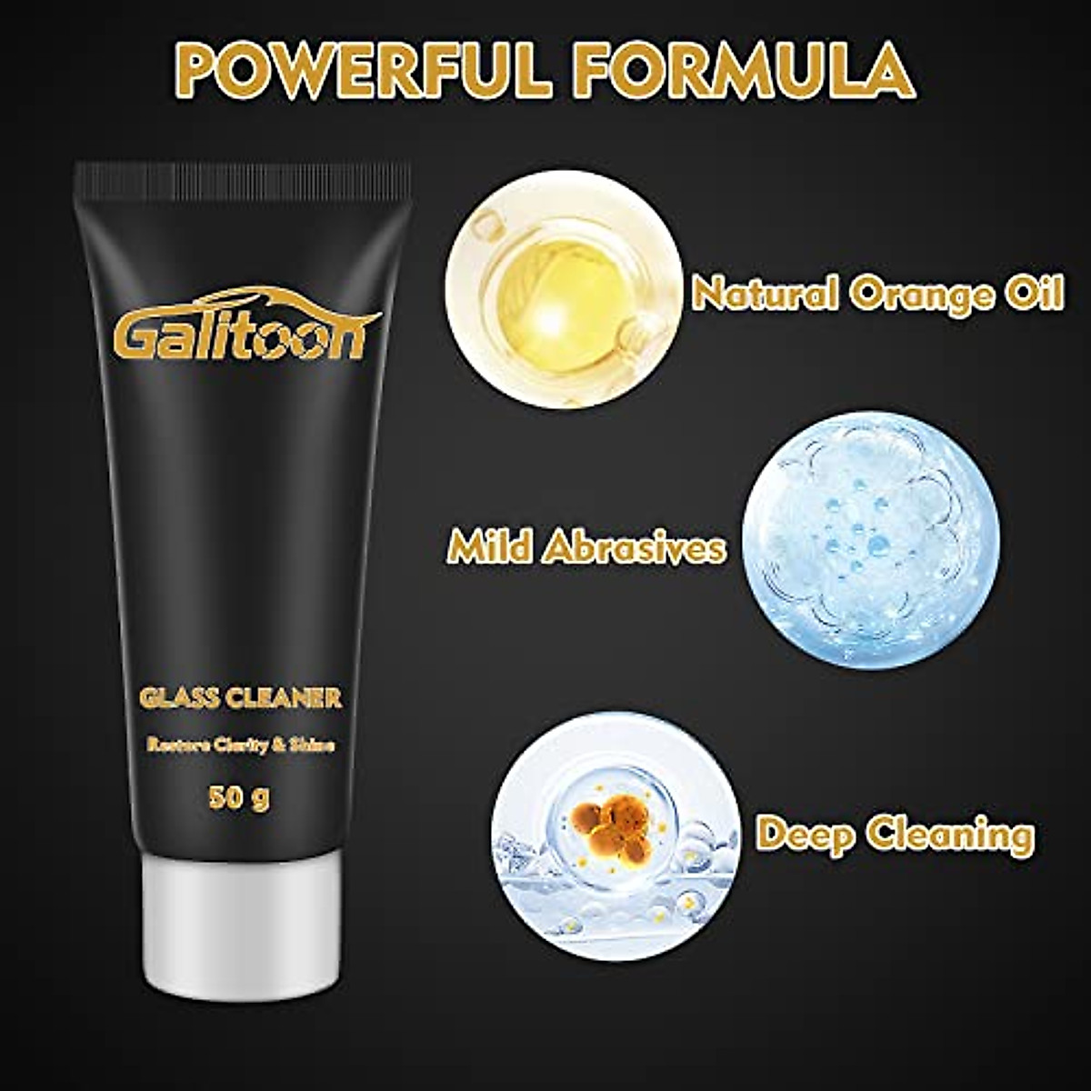 Car Glass Oil Film Cleaner, Car Glass Cleaner with Sponge, Glass Cleaner for Home and Auto Windows Cleaning, Water Spot Remover for Glass Surfaces, Quickly and Easily Restore Glass Clarity(2 Pack)