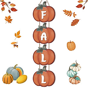 Sintuff Thanksgiving Sign Door Hanger Wooden Pumpkin Welcome Sign Rustic Fall Hanging Sign Thanksgiving Wall Decorations for Home Porch Front Door Indoor Outdoor Farmhouse Autumn Harvest Halloween