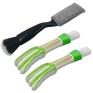FineGood 2 Pcs Double Head Car Detailing Brushes, Car Brushes Soft Car Cleaning Kit Brush Interior Car Cleaner Detail Brushes for Car Clean