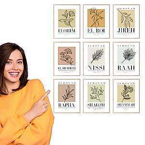 BigWig Prints Christian Wall Art - Scripture Wall Art, Christian Decorations, Jesus Artwork, Religious Home Decor, Scripture Pictures, Faith Inspired Minimalist Prints - Unframed Set of 9 (8x10”)