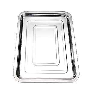 Stainless Steel Tray,5 Pack Stainless Steel Trays 13 1/2" x 10" Dental Body Piercing Instrument Tool Flat for Supplies (5)