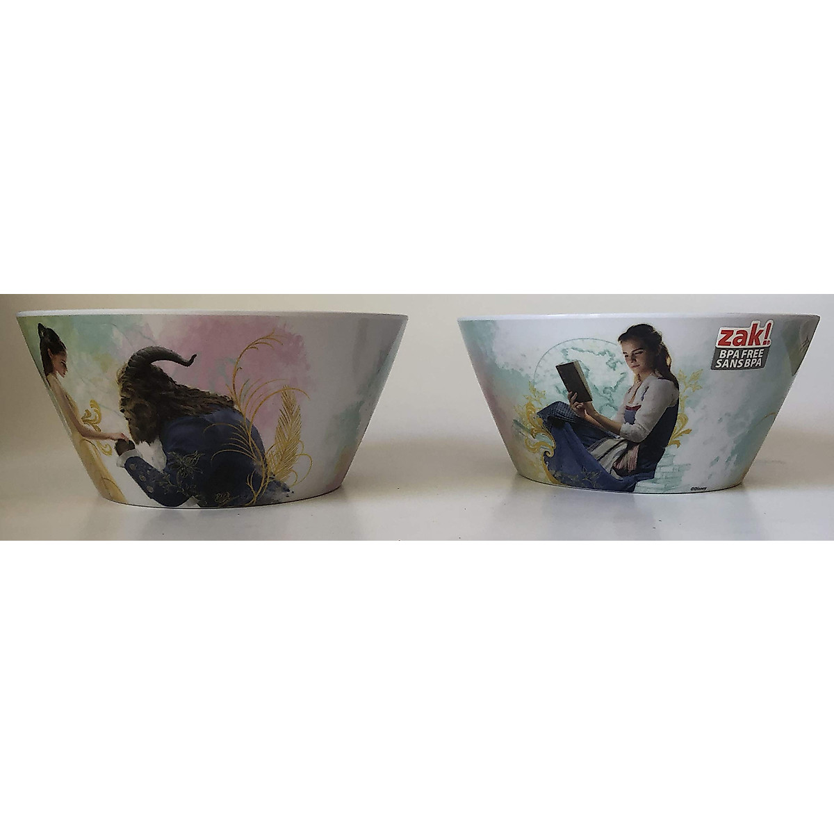Zak Designs Kid's Soup Bowl and Bundles with Plates (Bowl 2 Pack, Beauty and the Beast)