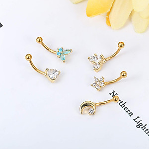 Drperfect 10Pcs 16G Rook Daith Earrings for Women Stainless Steel Belly Lip Ring Cartilage Tragus CZ Body Piercing Curved Barbell Eyebrow Rings 6-8mm