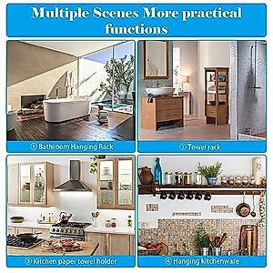 Baocuz-9 Inch Self Adhesive Hand Towel Holder, SUS 304 Stainless Steel Wall Mounted Towel Holder, Suitable for Bathroom, Kitchen, Cabinets（Black）