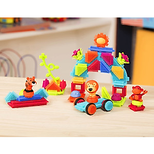 Battat- Bristle Blocks- STEM Interlocking Building Blocks- 54 pc Playset- Reusable Storage Bucket- Developmental Toys for Toddlers & Kids- Jungle Advetures- 2 Years +