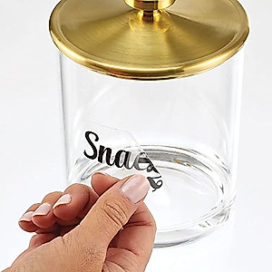 mDesign Home Organization Labels - Preprinted Label Stickers for Kitchen Pantry Storage and Cleaning - Household Organizing for Jars, Canisters, Containers, Boxes, or Bins - 32 Count - Clear/Black