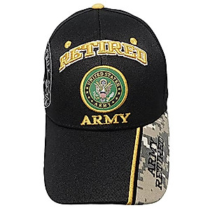 Retired Army Black w/ Seal Embroidered Baseball Cap Hat USA US Military