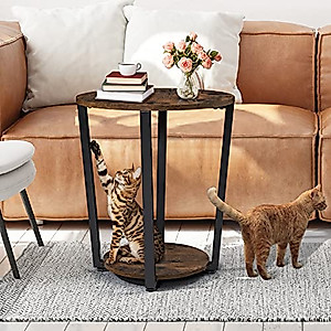 BETTAHOME Accent Round Side Table, 2-Tier Industrial End Table, Sofa/Couch Side Table, Ideal for Living Room, Bedroom BT024