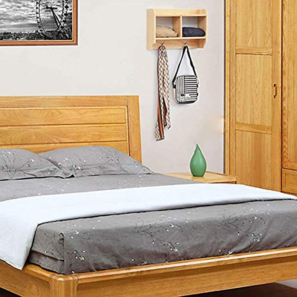 PIBM Stylish Simplicity Shelf Wall Mounted Floating Rack Shelves Storage Shelves Wooden Bookshelf Solid Hook up Bedroom Bearing Strong,2 Sizes,2/3 Grid, Wood , 90x19.5x41cm