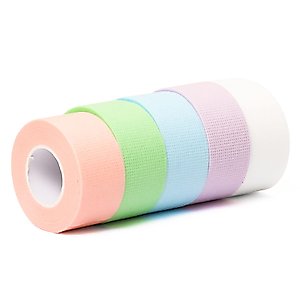 Lash Tape For Eyelash Extensions 5 Colored Mixed Eyelash Tape Breathable Microporous Fabric Eyelash Extension Tape Silicone Gel Cross Texture Direction lash tapes(Colored Lash Tape,5 Roll)