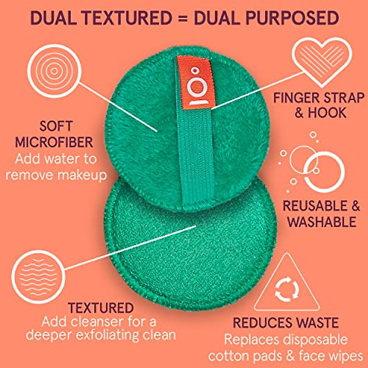 CleanLogic Bath & Body Exfoliating Dual-Texture Facial Pads, Face Sponges for Cleansing & Softening Sensitive Skin, MakeUp Remover Pads, Assorted Colors, 9 Count Value Pack