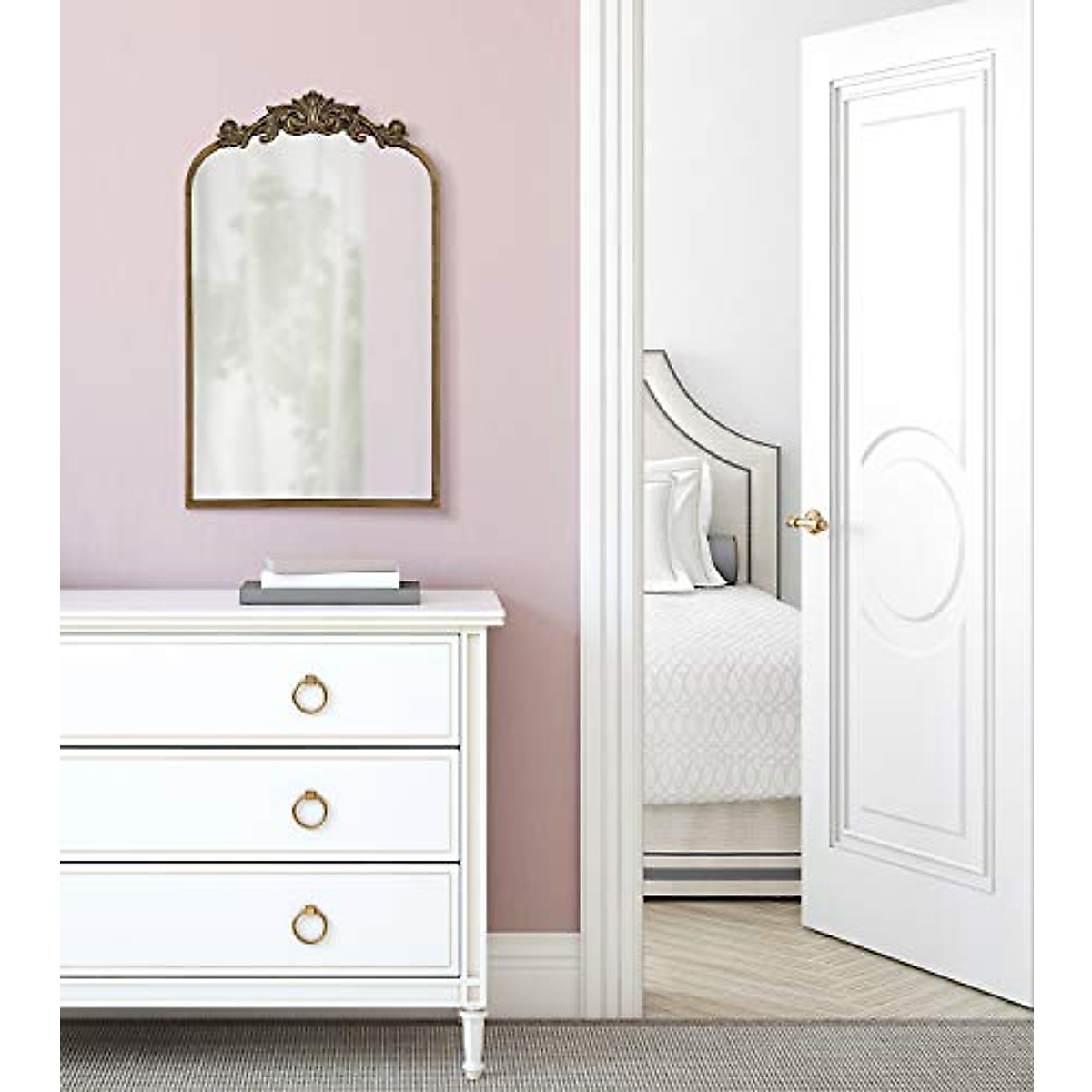 Kate and Laurel Arendahl Traditional Arch Mirror, 19" x 30.75", Gold, Baroque Inspired Wall Decor